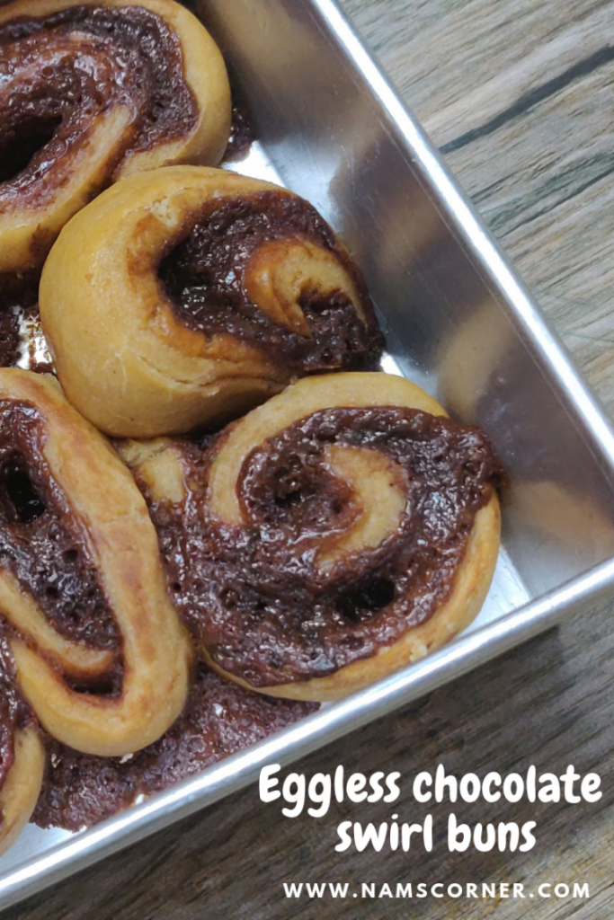 Eggless Chocolate Swirl Buns Recipe | Whole Wheat Chocolate Swirl Buns ...